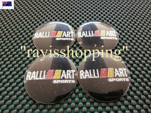 4 x 56mm MITSUBISHI RALLIART Centre Wheel Stickers, Engine Bay Exterior ...