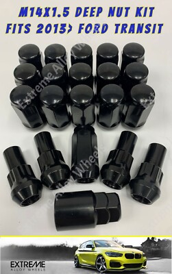 Alloy Wheel Nuts 19mm Black & Locks M14x1.5 Ford transit Custom Sport ...