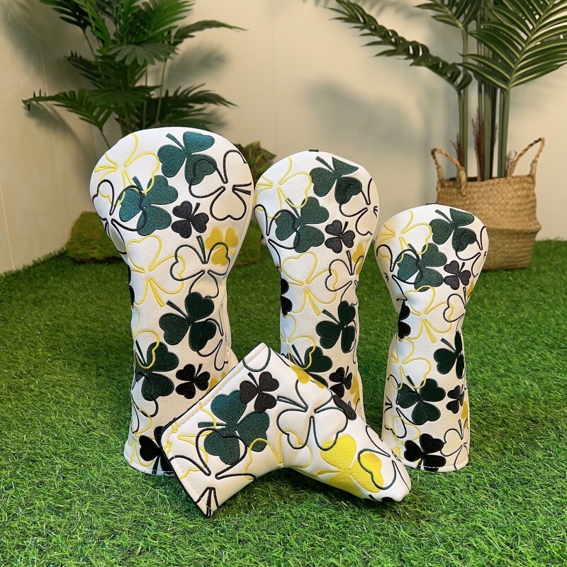 Four-leaf Clover Golf Club Head Cover Driver Fairway Woods Hybrid UT ...