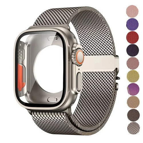 Stainless Steel Milanese iWatch Band+PC Case For Apple Watch 46/45/44 ...