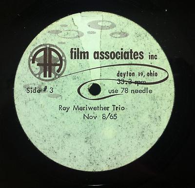 ROY MERIWETHER TRIO Acetate Live Dayton Ohio November 08/1965 LP VG ...