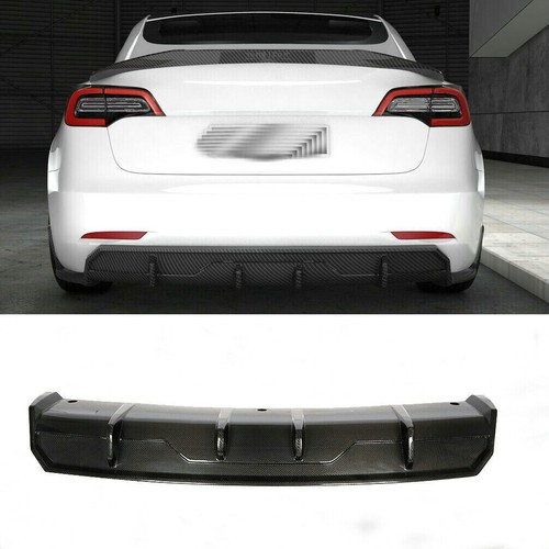 Carbon Fiber Rear Bumper Diffuser Lip Cover For Tesla Model 3 Sedan ...