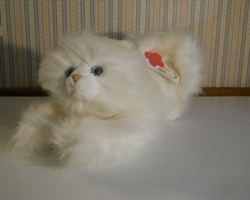 Russ Caress soft pets long white hair blue eyes 14" Cat with TAGS Q | eBay