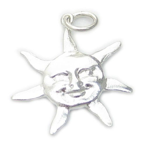 Sun sterling silver charm pendant .925 x 1 Sunshine and Weather charms ...