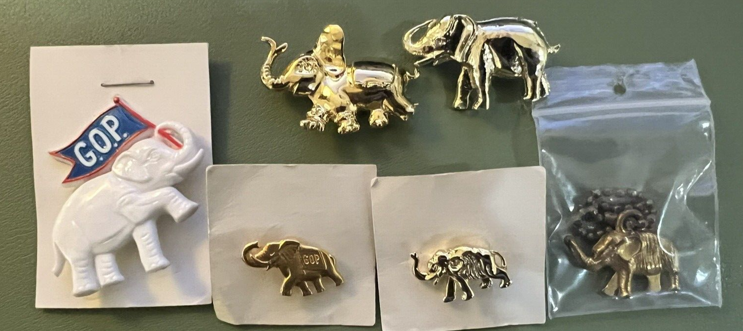 LOT of 6- Republican National Convention GOP Elephant Lapel Pins Gold ...