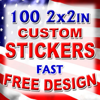 100 2x2 Custom Printed Full Color Outdoor Vinyl Car Bumper Sticker ...