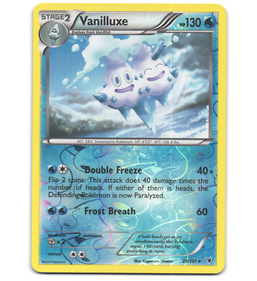 Pokemon 2011 Near Mint NM Vanilluxe Noble Victories REVERSE 29/101 Card ...