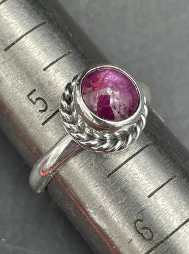 Star Ruby Sterling Silver Ring Cabochon Size 5.25 Earth Mined Natural Clevages | eBay