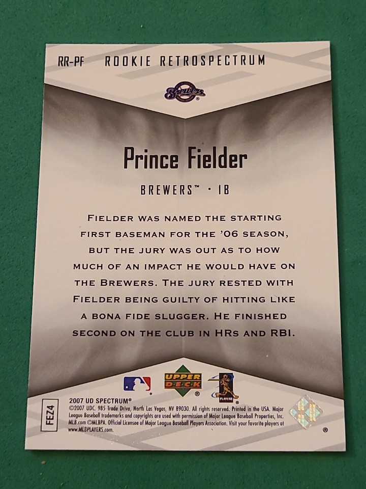 2007 Prince Fielder Upper Deck Spectrum Rookie Retrospectrum #RR-PF | eBay