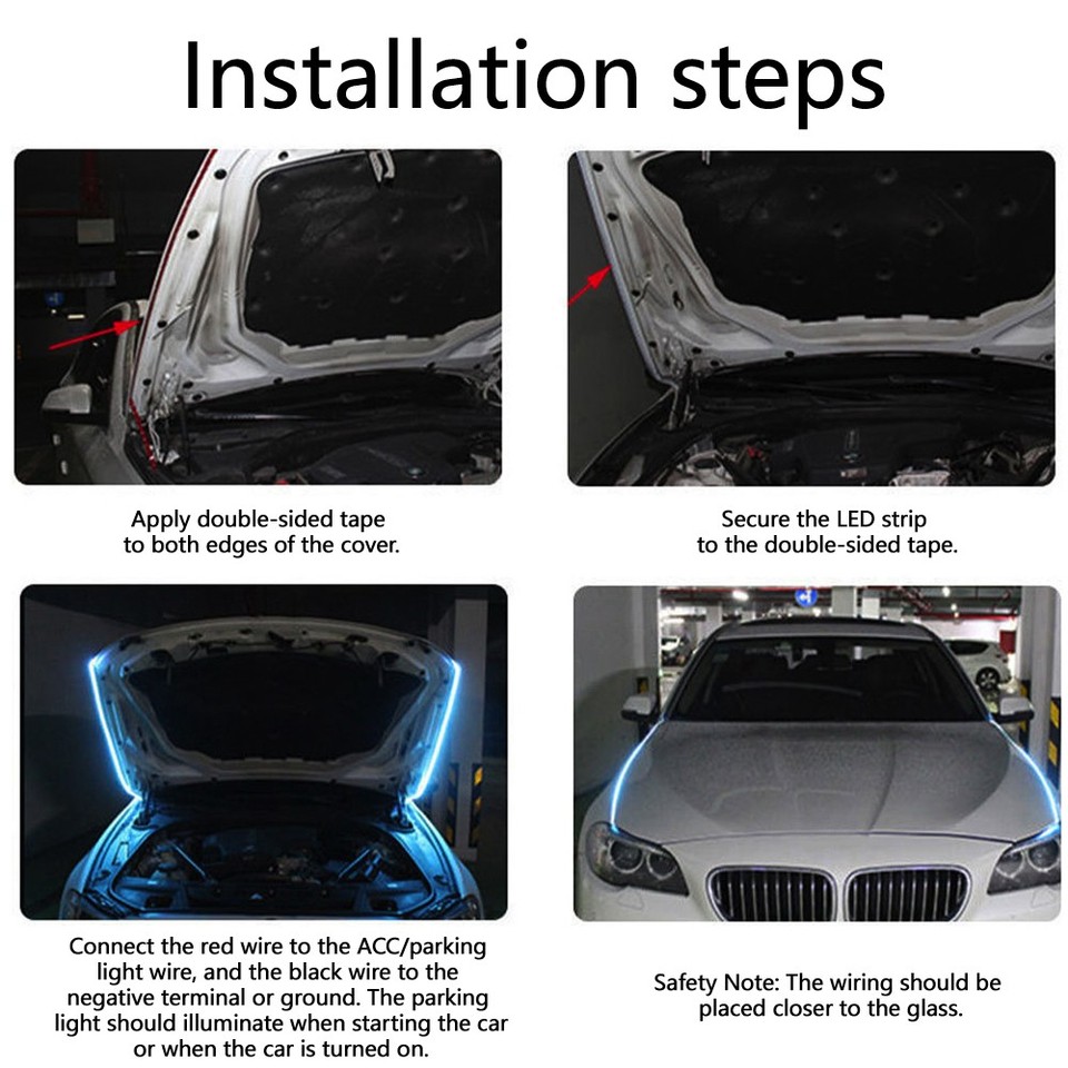 Dynamic Scan Start Up Hoodbeam Kit, Flexible Car Hood LED Meteor Strip ...