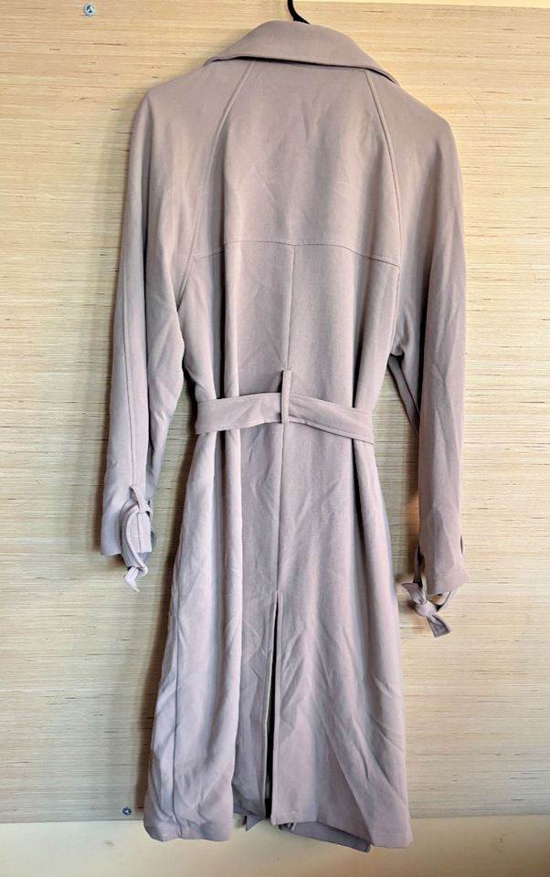 NINE WEST Womens Crepe Trench Coat Tan Belted Notch Collar Fully Line ...