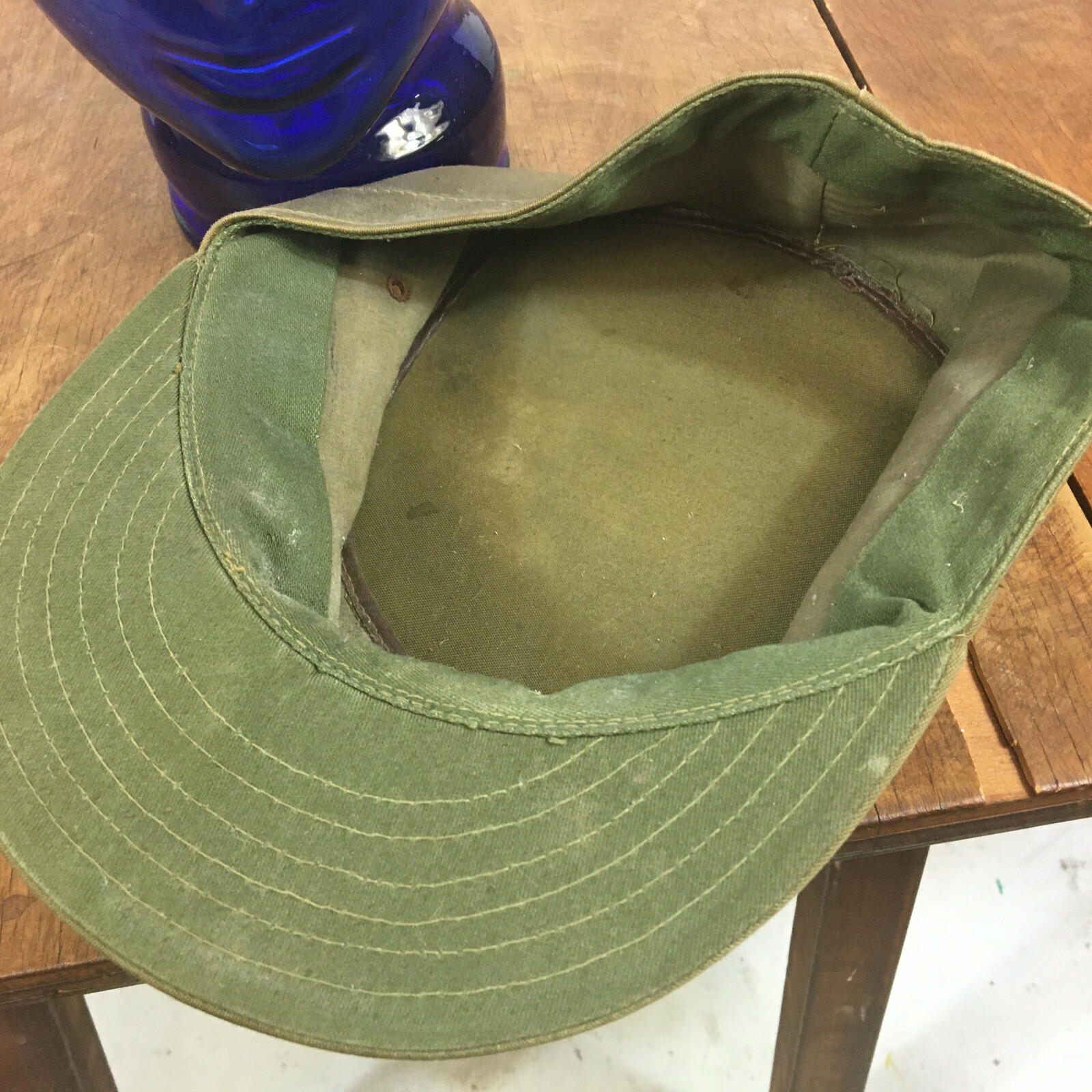 Vintage 50s Korea Ridgeway Hat Cap Fidel Castro Green Army Military ...