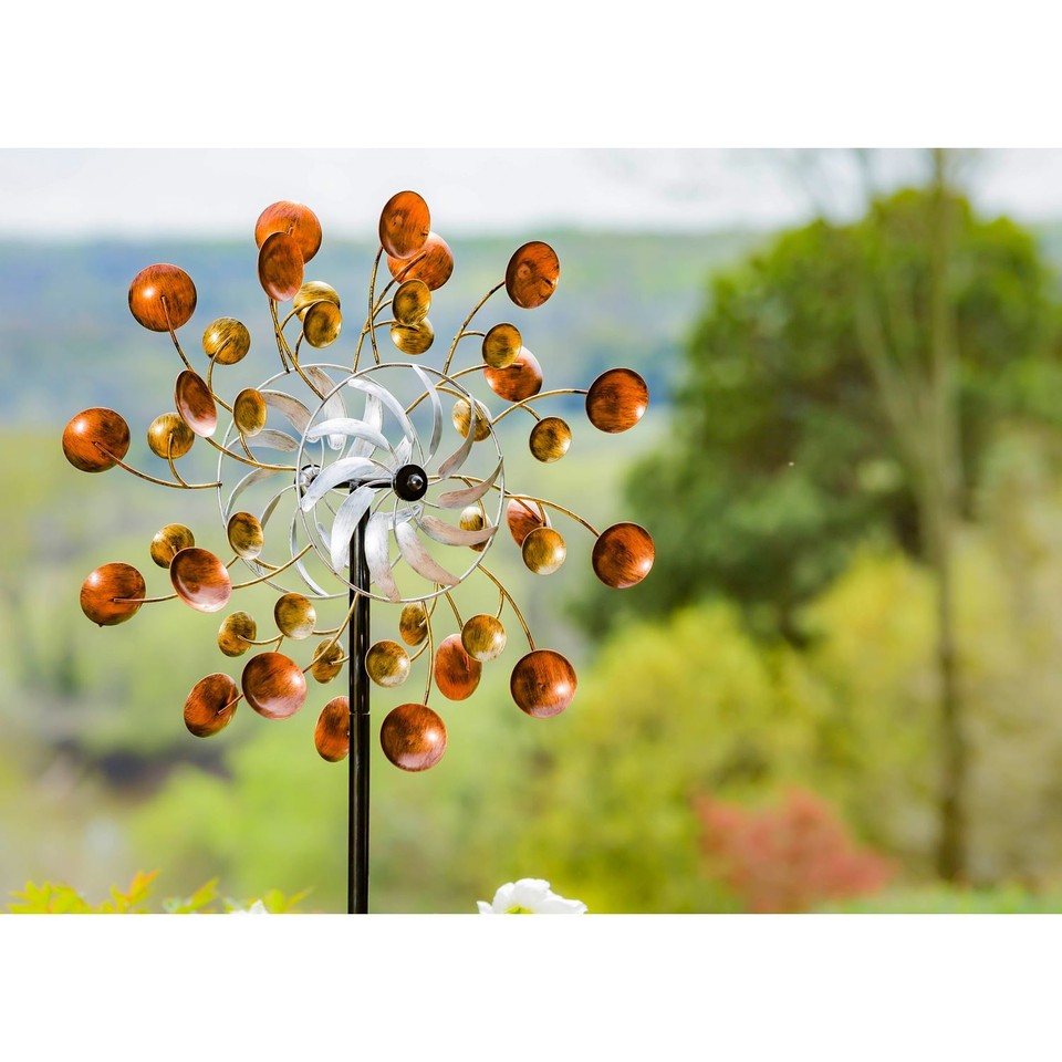 Evergreen,Wind Spinners,75"H Wind Spinner, Copper and Gold Scoops | eBay