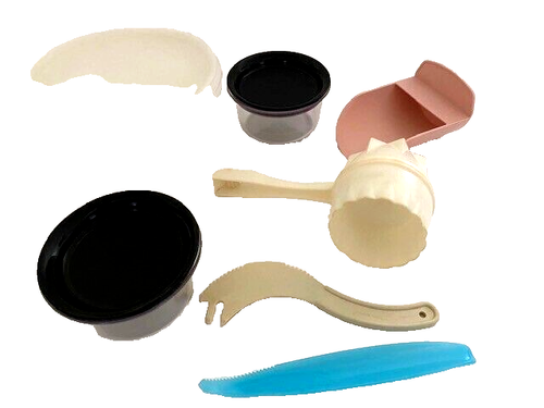 Tupperware lot, Round container, 2 small jam jars, scoop, cookie cutter ...