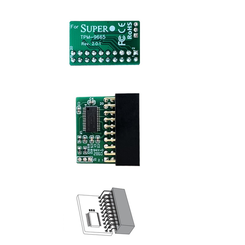 20Pin TPM 2.0 Module Trusted Platform For SuperMicro AOM-TPM-9665V TCG ...