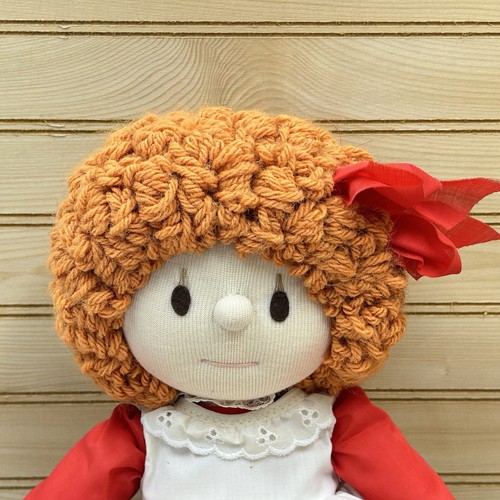 Vintage Little Orphan Annie 16" Stuffed Doll Toy Red Dress Yarn Hair | eBay