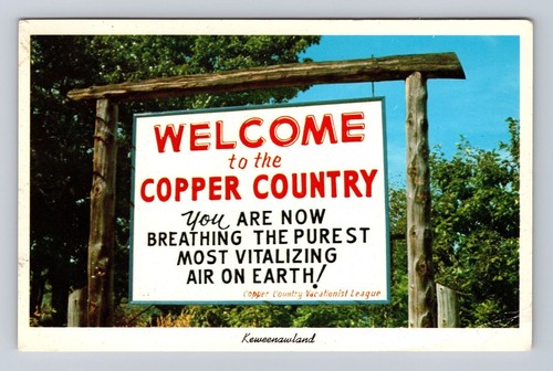 Copper Country MI-Michigan, Entrance Sign, Vintage Souvenir Postcard | eBay