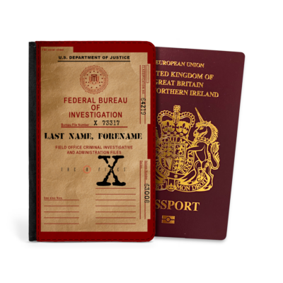 FBI Case Folder Personalised Faux Leather X-files Design Passport Cover ...