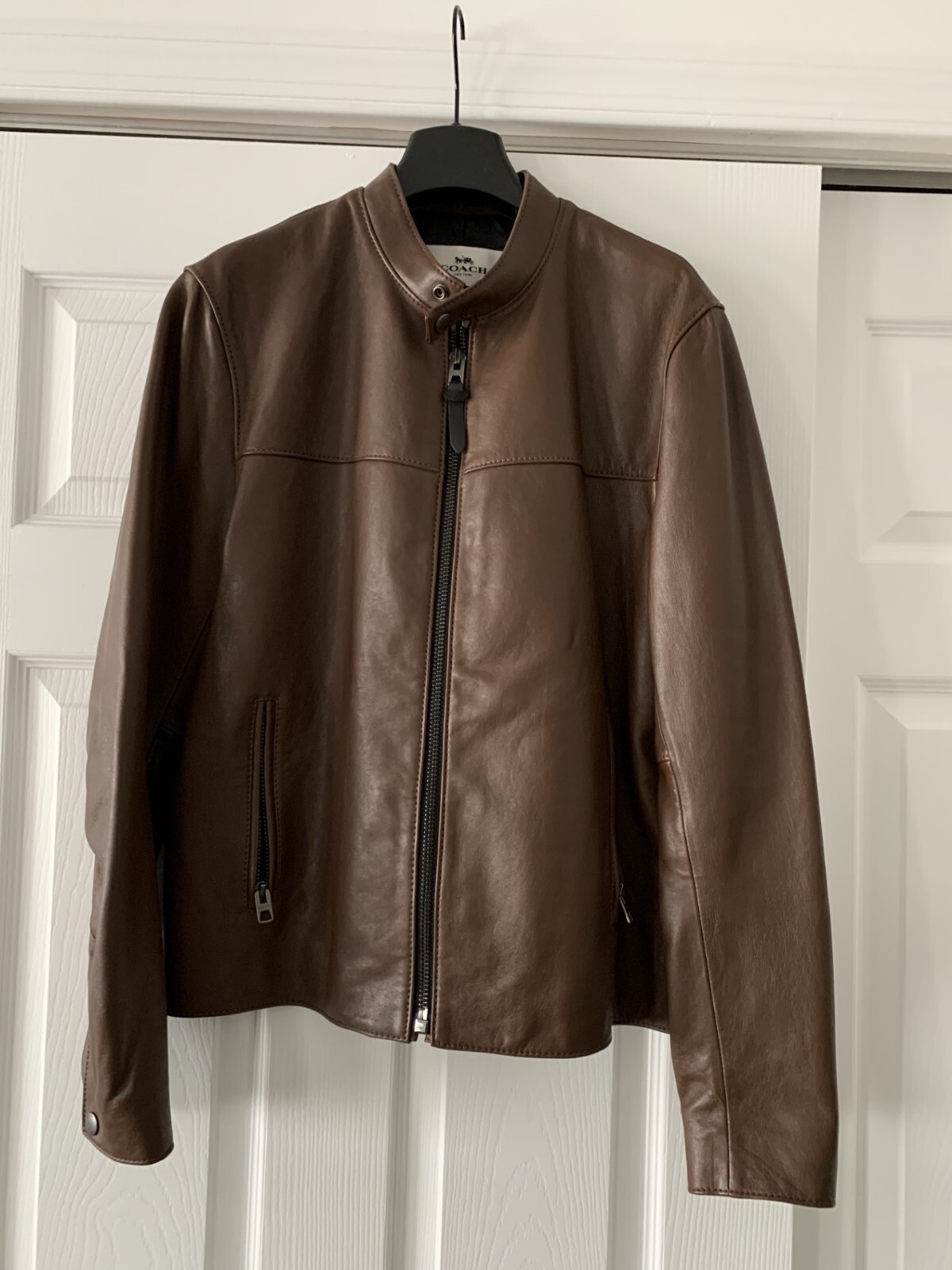 Coach Lamb Leather Jacket Racer Moto Men's Medium Bro… - Gem