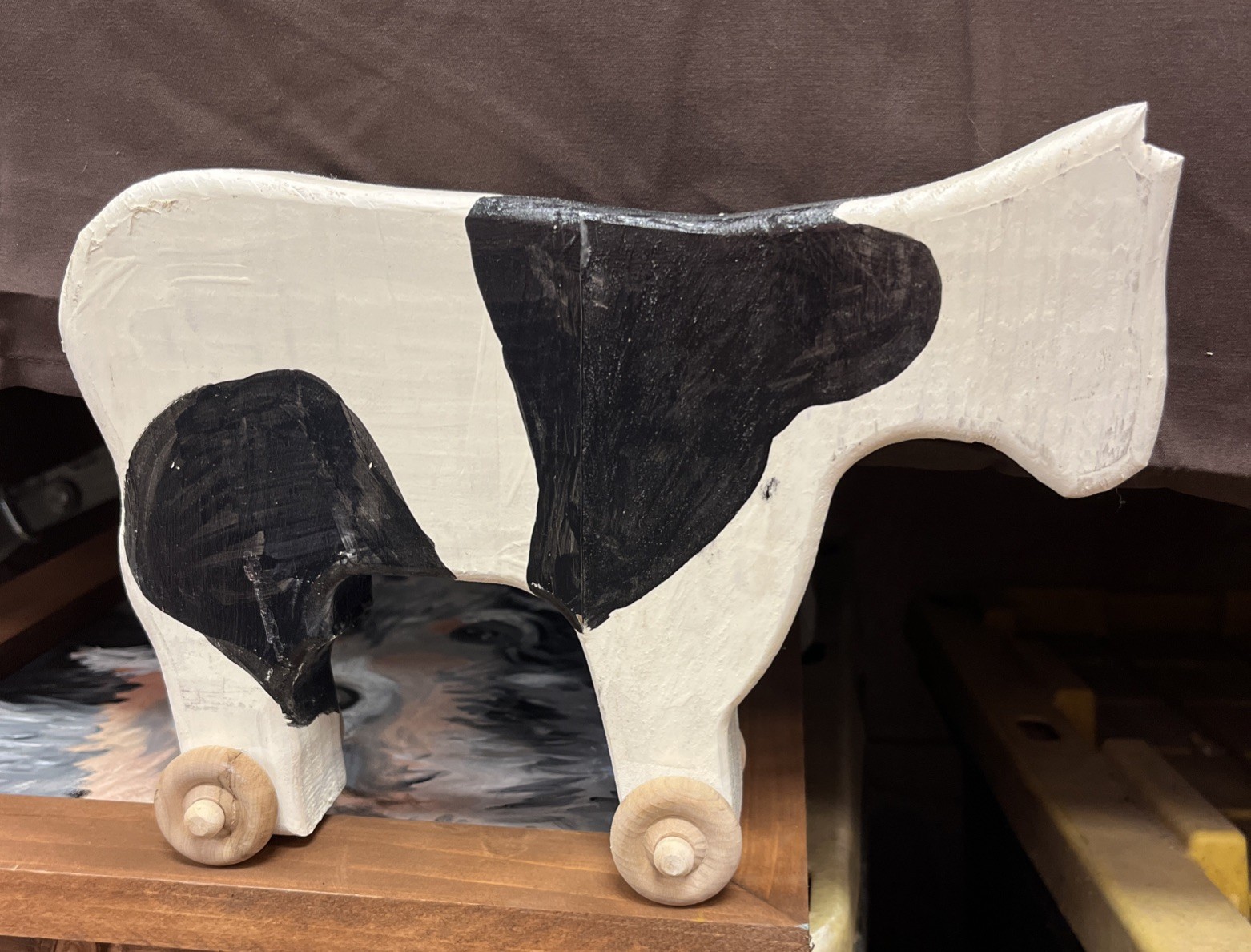 Holstein Cow Pull Toy Handmade Vintage | eBay