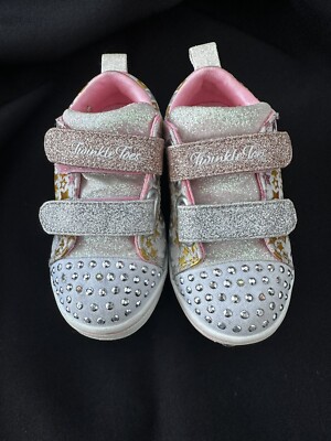 Skechers TWINKLE TOES SNEAKERS Girls 7 Shoes Light Up Easy On With ...