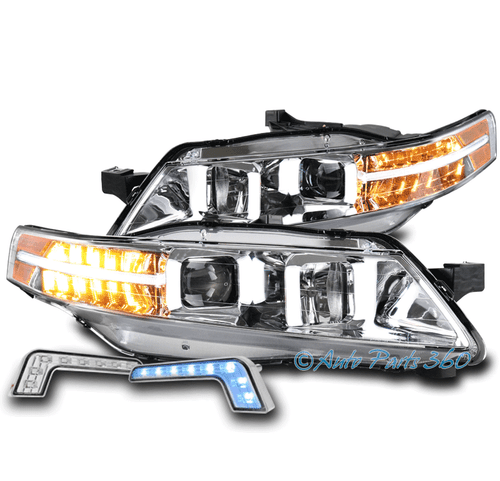 FOR 04-08 ACURA TL LED PROJECTOR CHROME HEADLIGHTS HEADLAMPS LAMP W ...