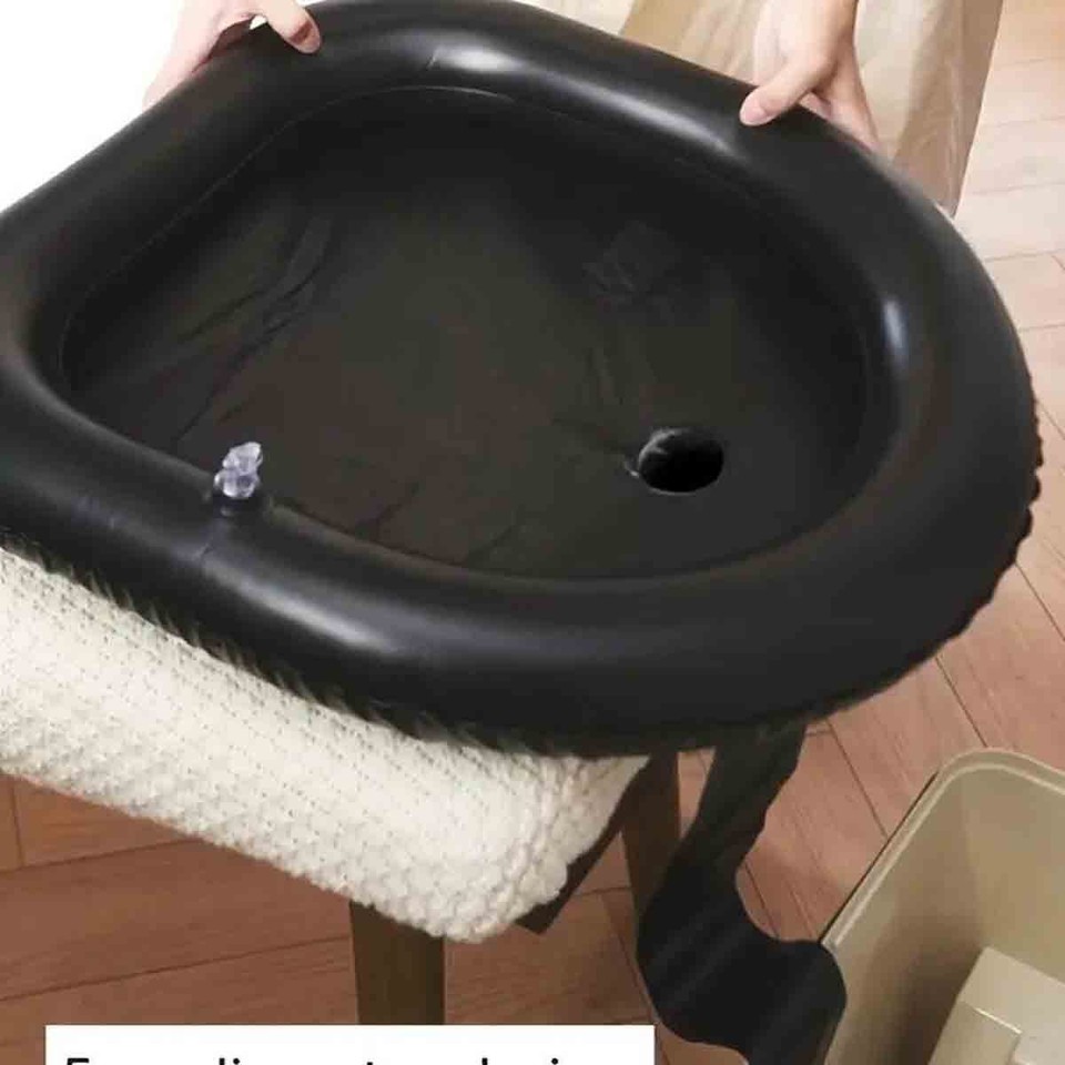 Inflatable Shampoo Basin with Pillow Portable Sink in Bed Hair Wash ...