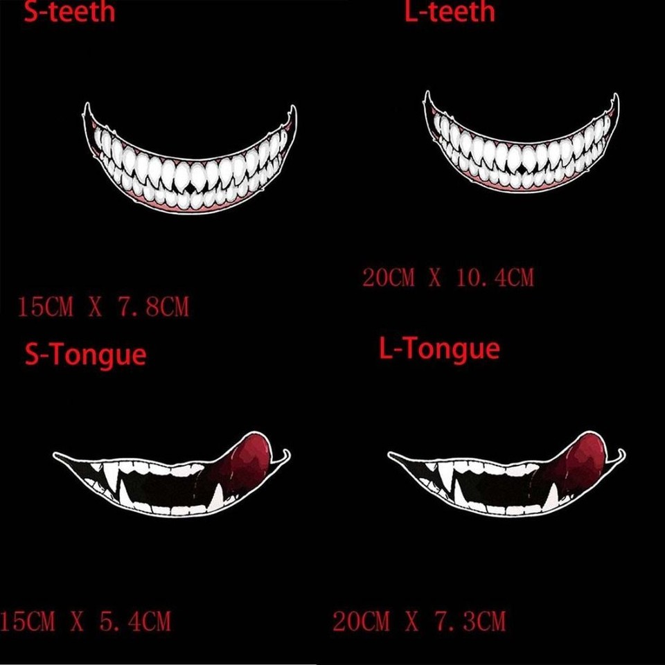 Motorcycle Helmet Sticker Evil Tooth Car Styling Decals Self Adhesive ...