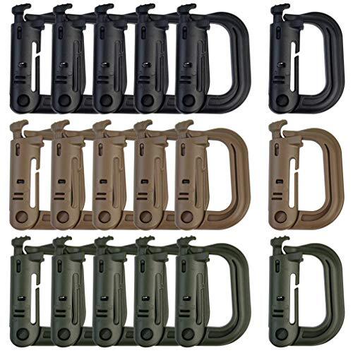 18 pcs Multipurpose Grimlock D-Ring Locking Molle Clips Hanging Hook ...
