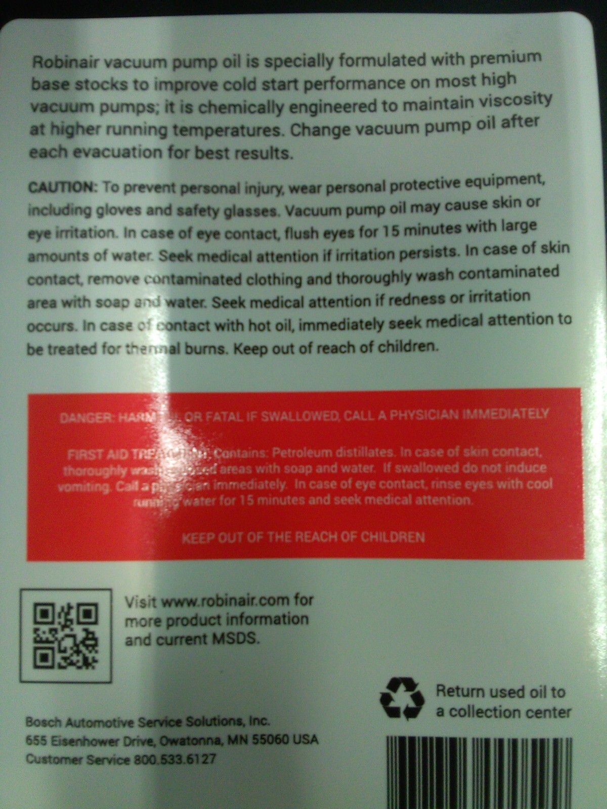 Robinair 13203 Premium High Vacuum Pump Oil 1 Quart for sale online | eBay