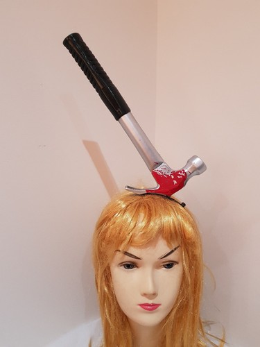 HALLOWEEN Fake Hammer Through Head Horror Scary Headband Zombie Bloody ...