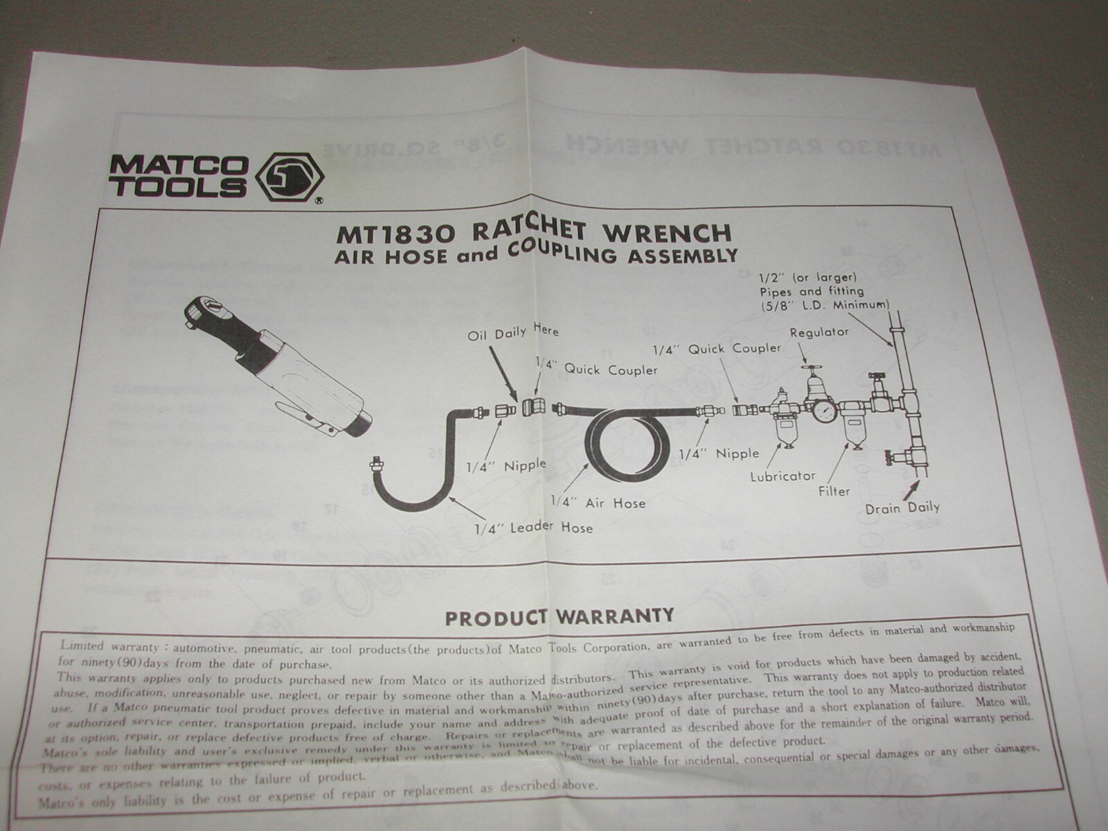 NEW MATCO TOOLS MT 1830-RHK 3/8" DRIVE AIR RATCHET REPAIR KIT | eBay