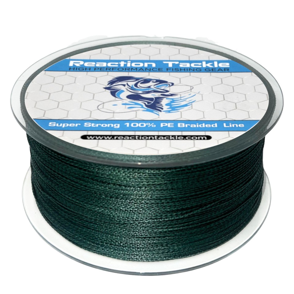 Reaction Tackle Braided Fishing Line / Braid - Moss Green 4 and 8 ...