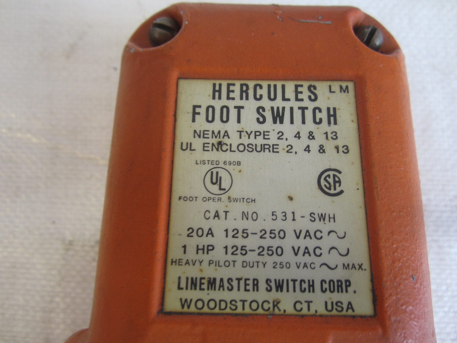 HERCULES FOOT SWITCH 531-SWH | eBay