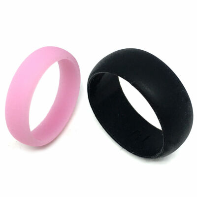 SAR - SAFE ACTIVE RINGS His & Hers 8mm/6mm Black/Pink Silicon Wedding ...
