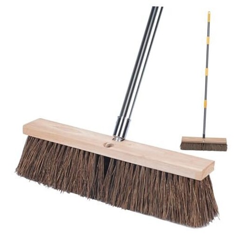 18" Push Broom Outdoor Heavy Duty - 65" Long Handle Large Wide Shop ...
