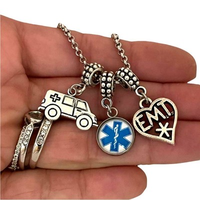 Ambulance EMT Medic Paramedic Charm Bracelet Necklace Jewelry Gift for ...
