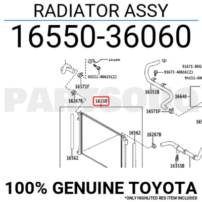 1655036060 Genuine Toyota RADIATOR ASSY 16550-36060 | eBay