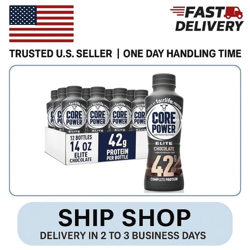 Core Power Elite High Protein Shake, Chocolate, 42g Bottle, 14oz, 12 ...