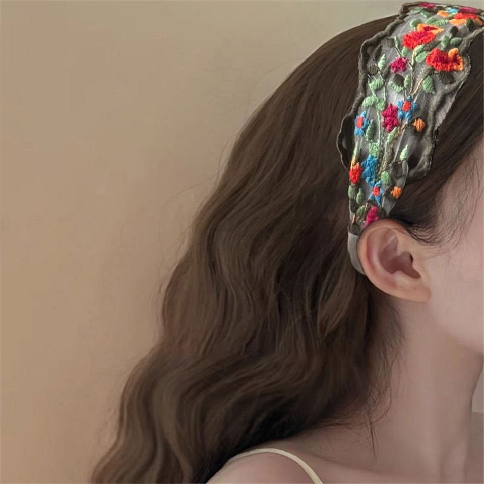 Lightweight Vintage Floral Lace Headband Wide Band Hair Accessory for ...