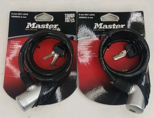 Two Master Lock Bike Locks With Security Vinyl Coated Steel Cable 5ft ...