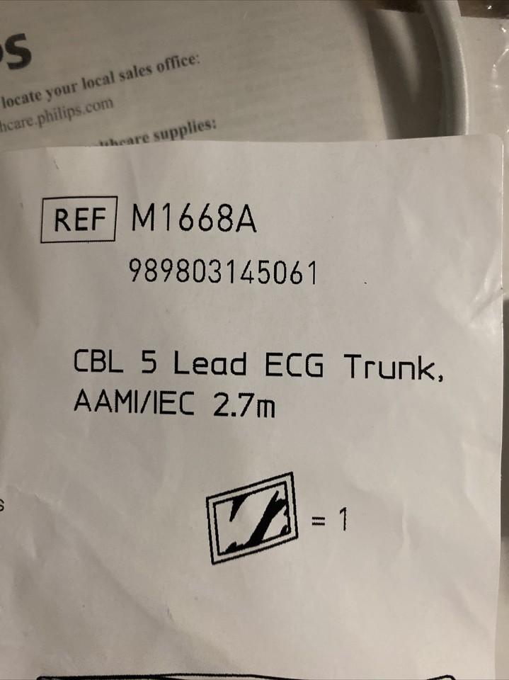 Philips M1668A 5 Lead ECG Trunk Cable, AAMI IEC, 989803145061, New | eBay