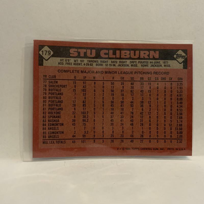 #179 Stu Cliburn Los Angeles Angels 1986 Topps Baseball Card IH | eBay