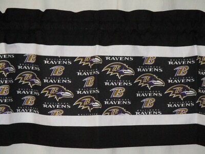 40", 52" or 80" W x 13" L-Valance Baltimore Ravens sm White/Black NFL ...