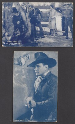 BUCK JONES COWBOY FILM ACTOR, 2 1920s ARCADE CARDS, POSED IMAGE & FILM ...