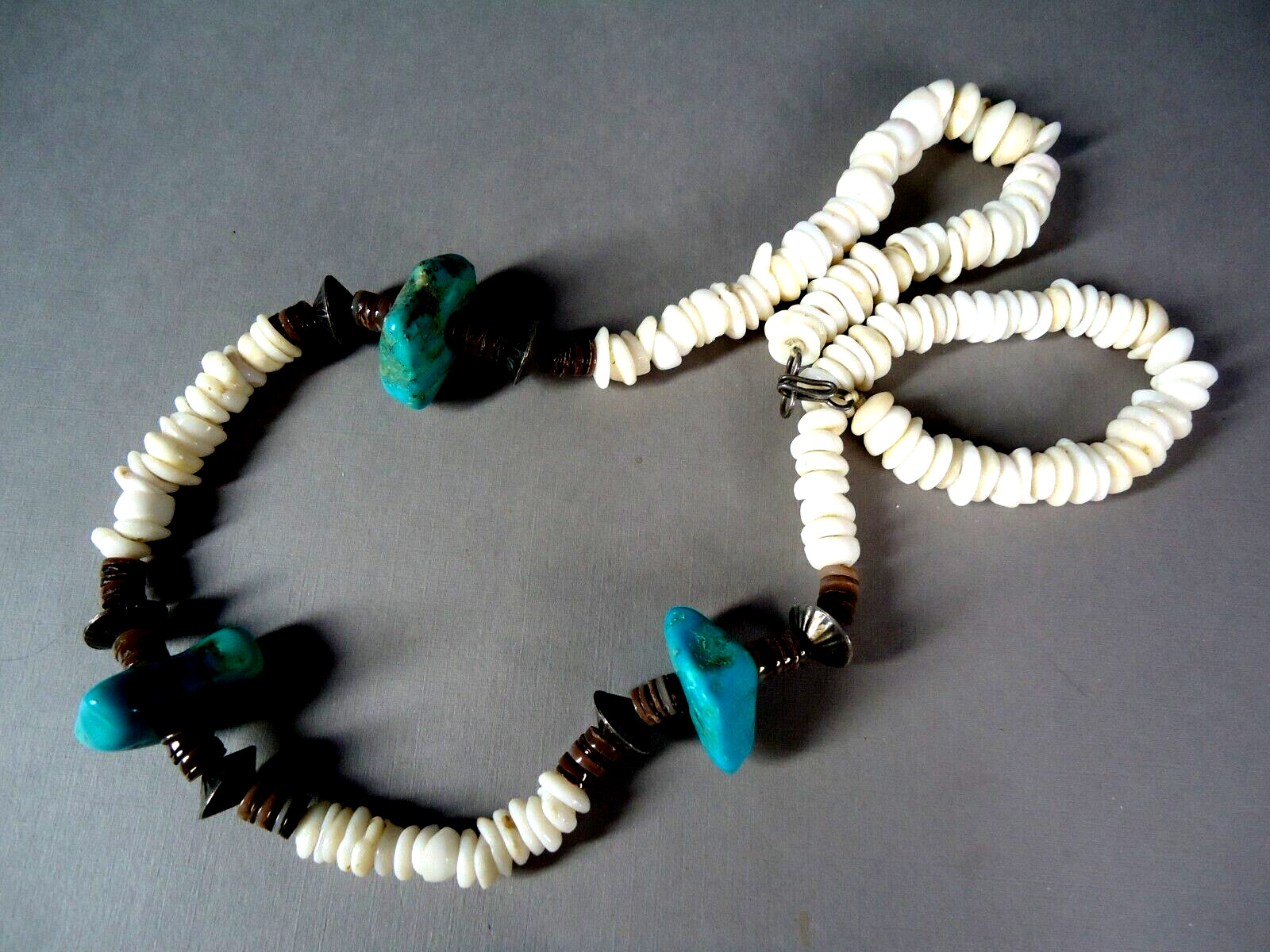 Unsigned Native American Shell Beads, Turquoise & Ste… - Gem