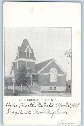 Hope North Dakota ND Postcard M.E. Church Exterior Building 1905 ...