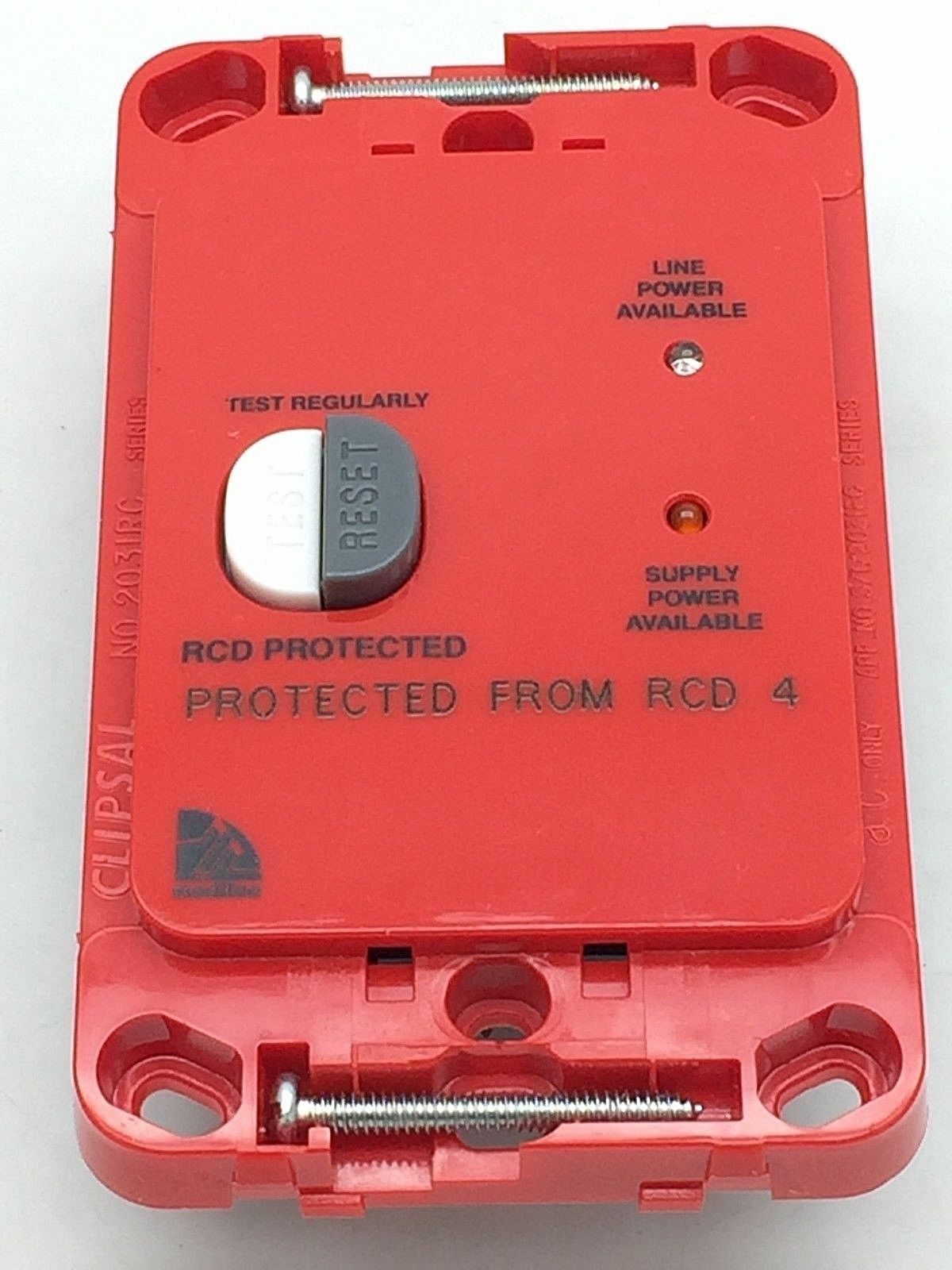 Clipsal ML2031VRC10 RED 'RCD 4' Protected Safety Switch 2 Pole 20A 10mA ...