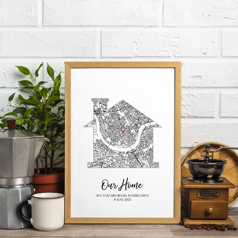Personalised Custom Home Map, New First Time Home Buyer, Housewarming ...