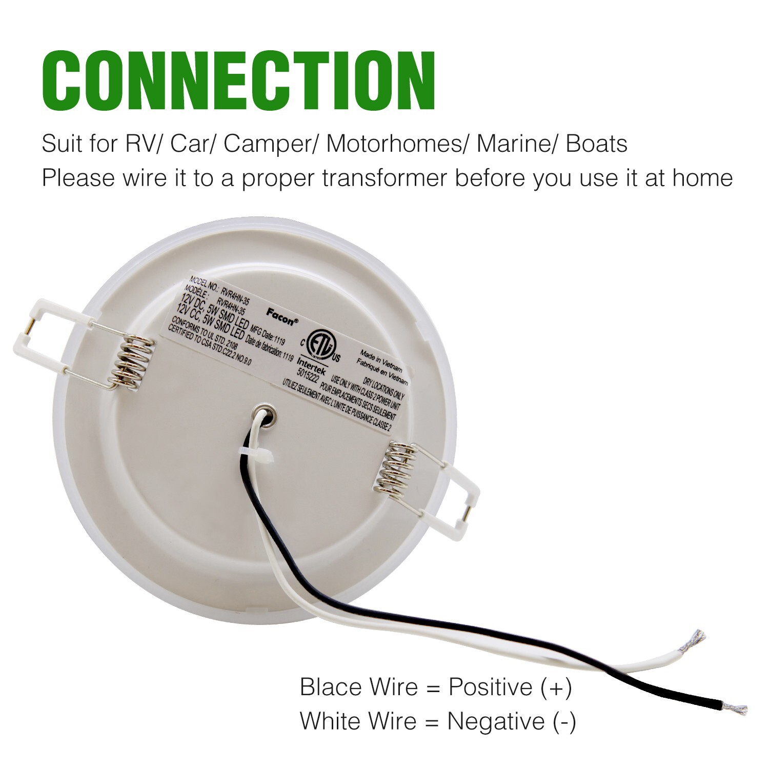 Facon 4.5'' LED RV Puck Light Recessed Mount Camper Trailer Marine Boat ...